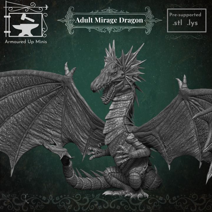 3D Printable Adult Mirage Dragon by Armoured Up Minis
